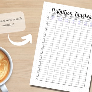 Nutrition Tracker - PRINTABLE Journal Page - Planner Page - Food ...