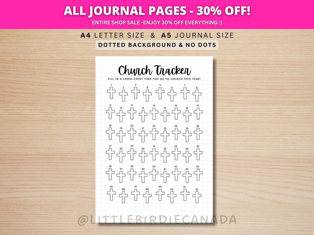 Church Tracker - PRINTABLE Journal Page - Track Church - Bible Study ...