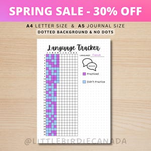Language Tracker - PRINTABLE Journal Page - Habit Tracker - Learning ...