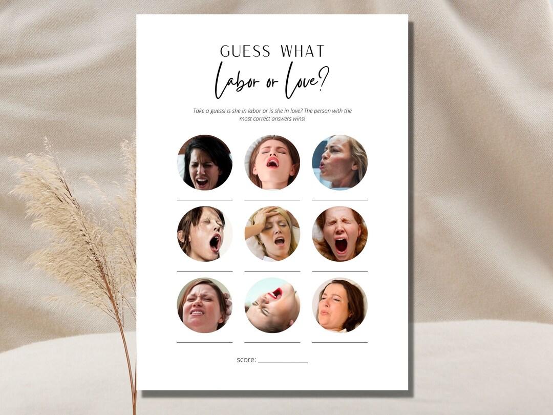Labor or Love Funny Baby Shower Game Minimalist Funny Baby Shower ...