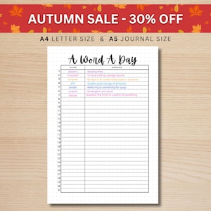A Word A Day PRINTABLE Journal Page New Word A Day Daily Word Word of ...
