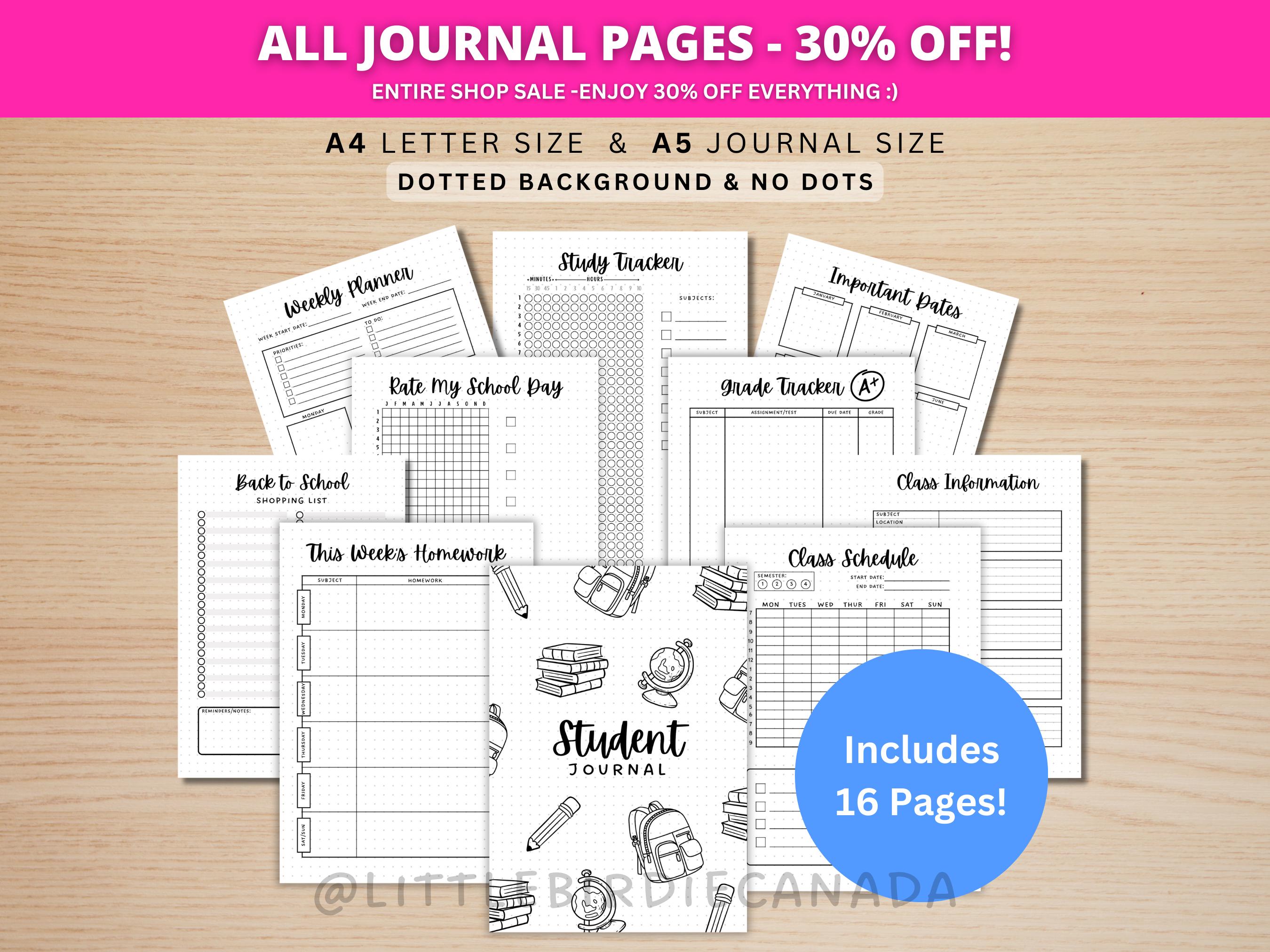 Student Planner Bundle - PRINTABLE Student Journal Pages - Digital ...