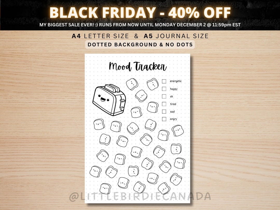 Toast Mood Tracker PRINTABLE Journal Page Planner Page Feelings Tracker Daily Mood Tracker Track ...