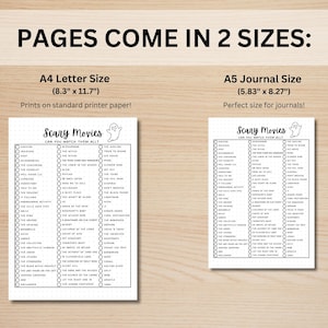 Scary Movies - PRINTABLE Journal Page - Scary Movie List - Scary Movie ...