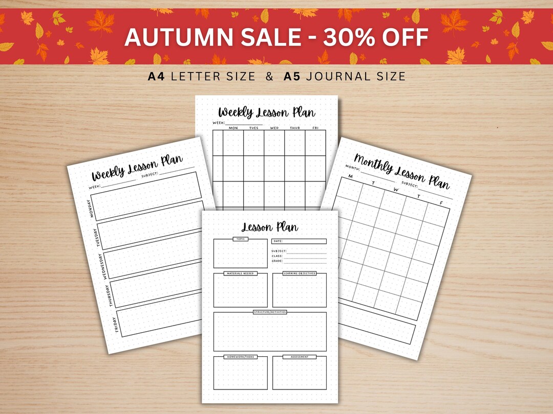 Lesson Plan Bundle PRINTABLE Teacher Planner Lesson Plans Journal Pages ...