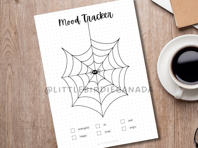 Spider Web Mood Tracker - PRINTABLE Journal Page - Spooky Halloween ...