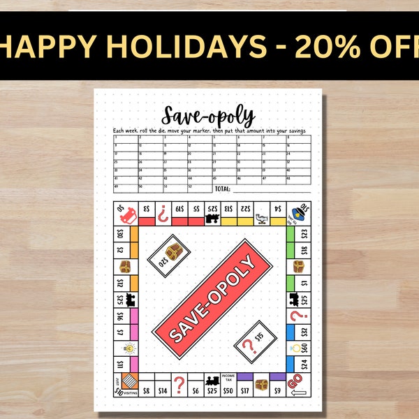 Monopoly Savings Challenge - Etsy