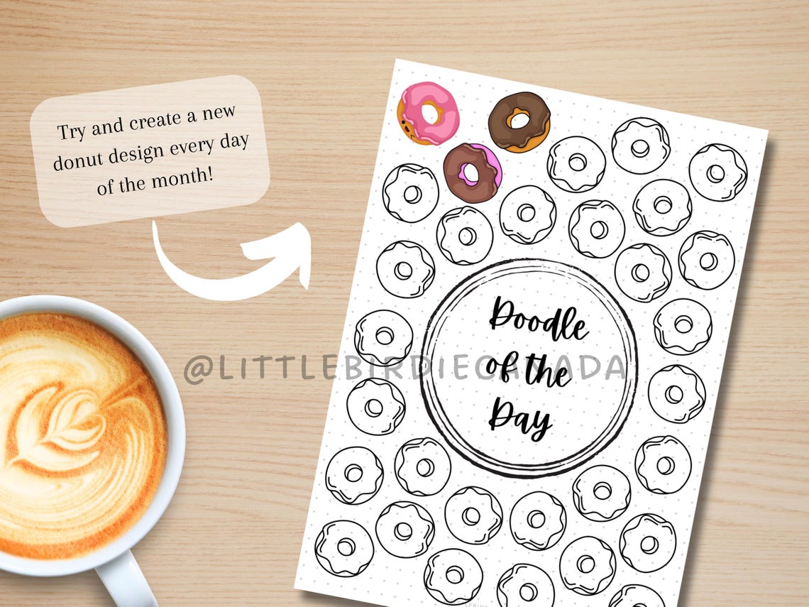 Donut Doodle of the Day - PRINTABLE Journal Page - Planner Page ...