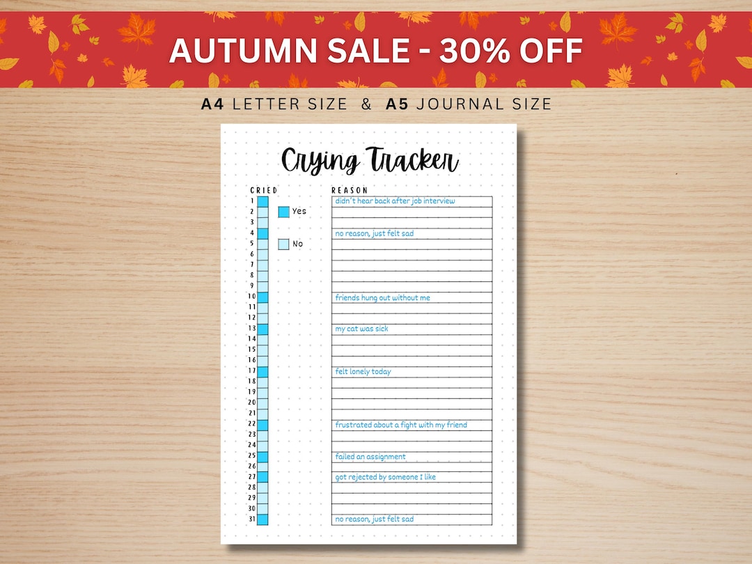 Crying Tracker PRINTABLE Journal Page Planner Page Crying Log Tracker ...