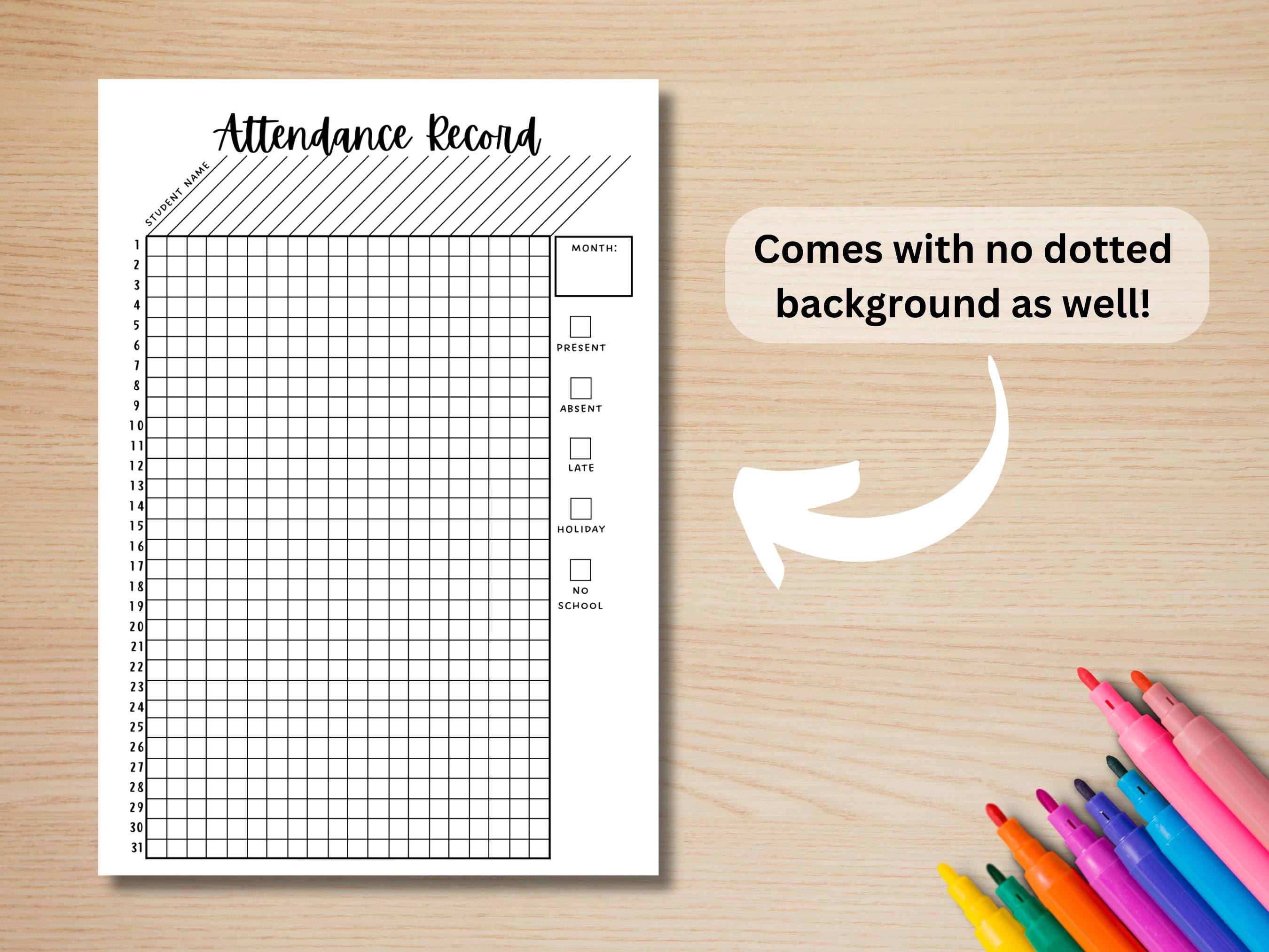Attendance Record Tracker - PRINTABLE Teacher Planner Page - Track ...