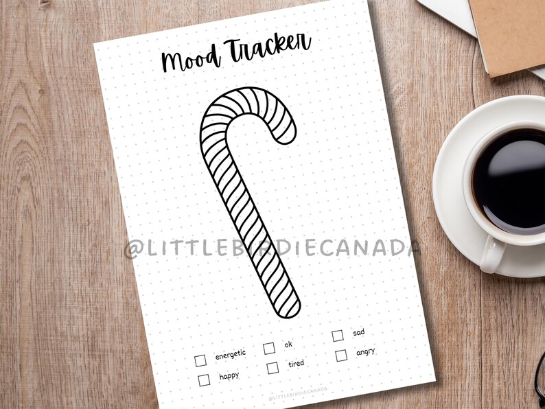 Candy Cane Mood Tracker - PRINTABLE Journal Page - Gifts & Bows Theme ...