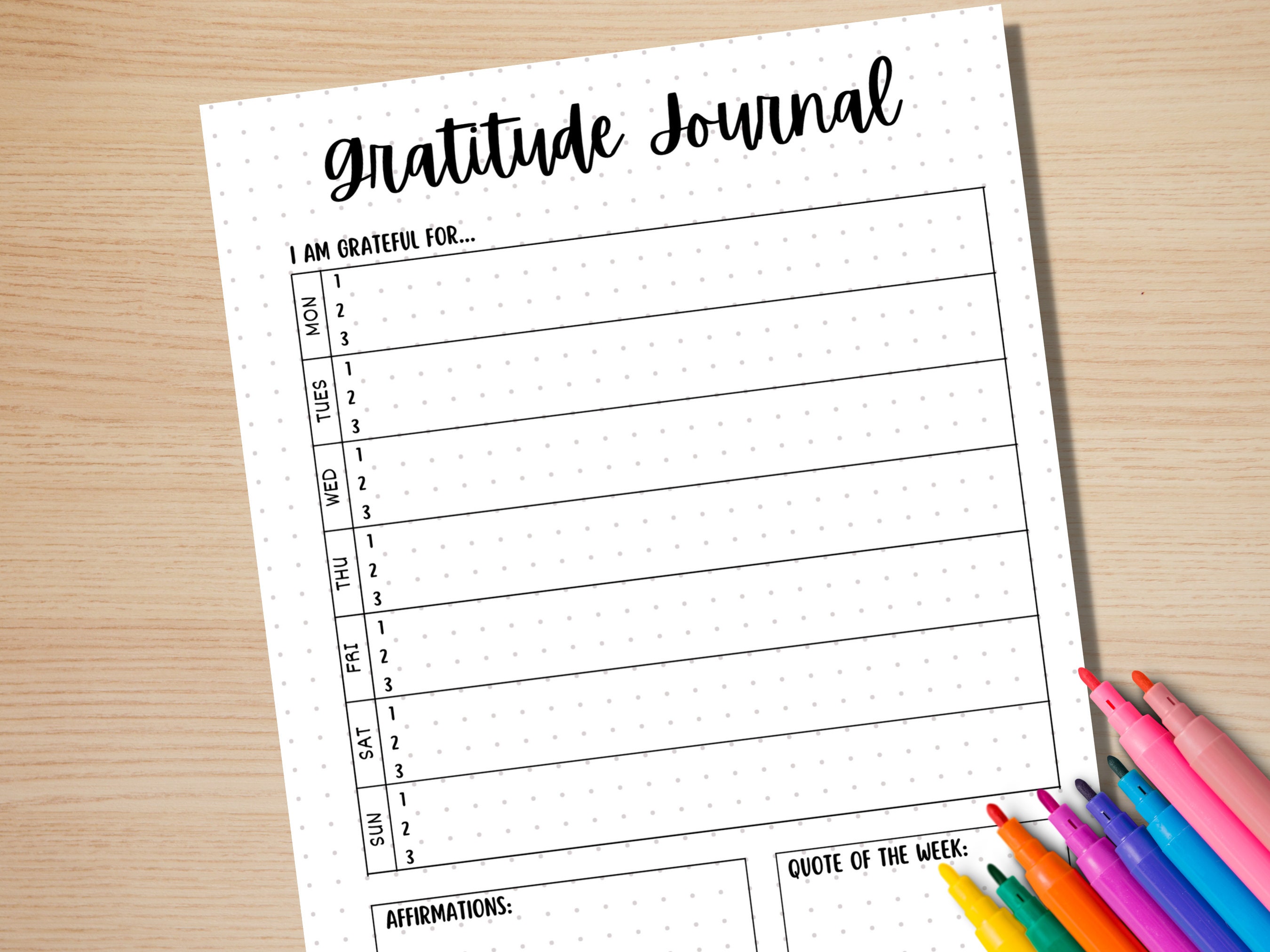 Weekly Gratitude Journal - PRINTABLE Journal Page - Gratitude Journal ...