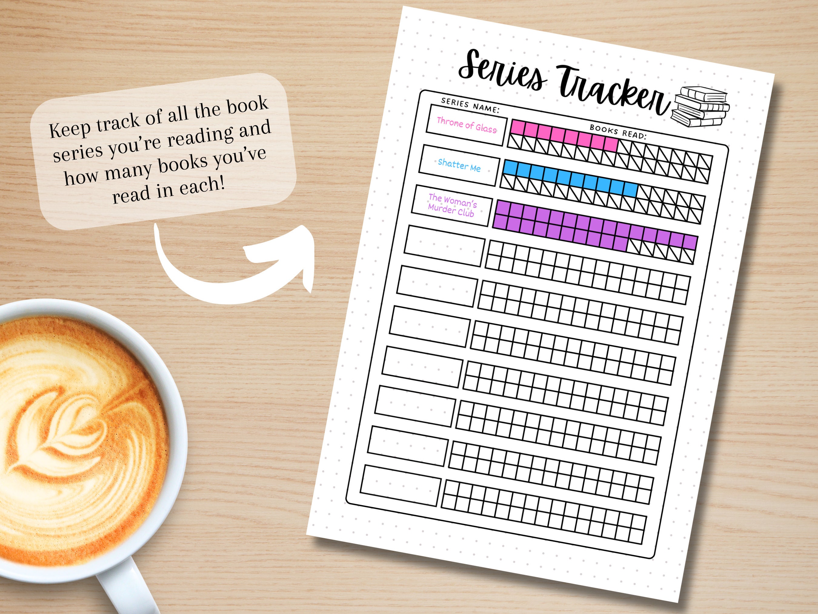 Book Series Tracker - PRINTABLE Journal Page - Planner Page - Book ...