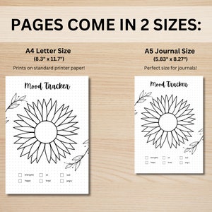 Sunflower Mood Tracker PRINTABLE Journal Page Planner Page Feelings ...