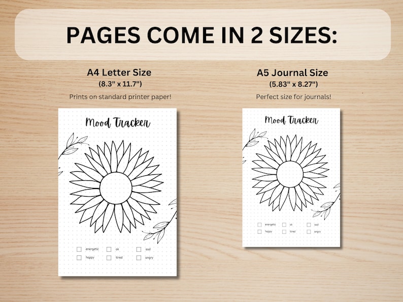 Sunflower Mood Tracker - PRINTABLE Journal Page - Planner Page ...