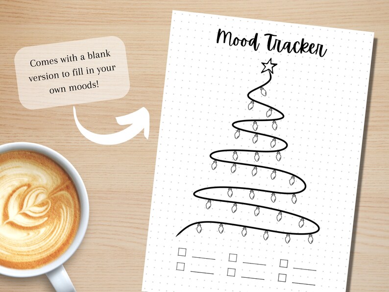Christmas Tree Mood Tracker - PRINTABLE Journal Page - Planner Page ...