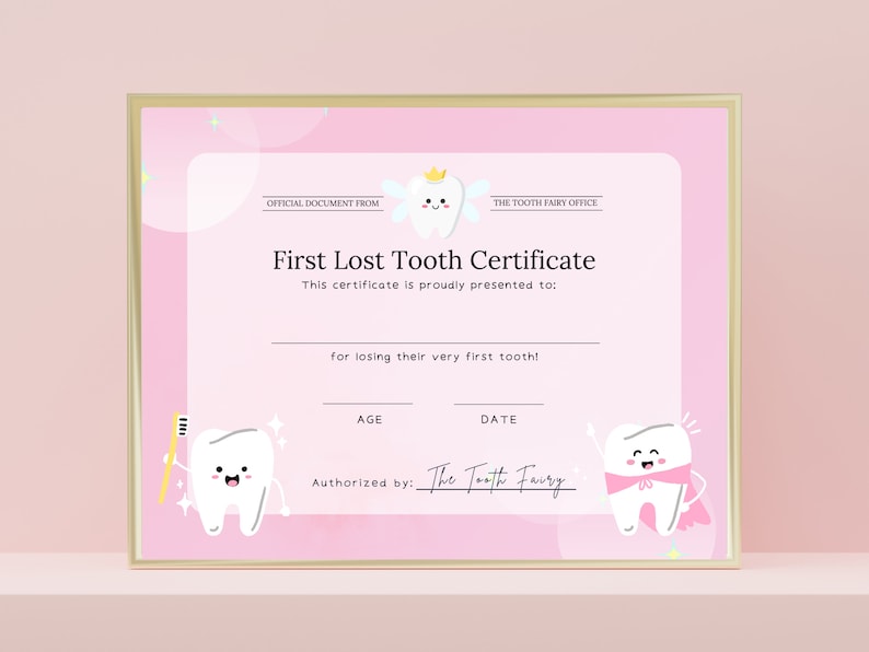First Lost Tooth Certificate Tooth Fairy Award First Lost Tooth Award ...