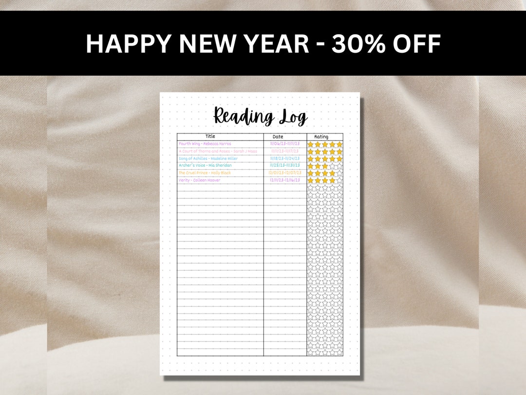 Reading Log A5 Journal Page PRINTABLE Tracker Book Tracker Planner ...