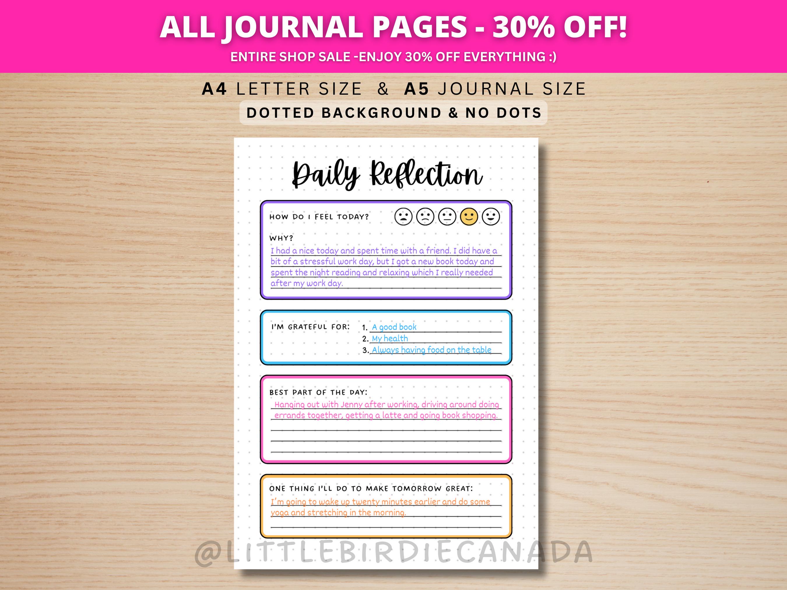 Daily Reflection Journal - PRINTABLE Gratitude Journal Page - Planner ...