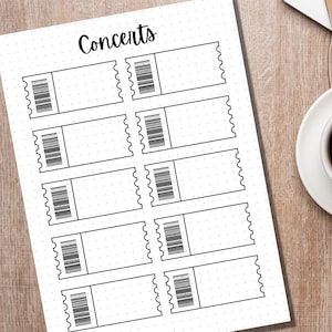 Concert Tracker A5 Journal Page PRINTABLE Tracker Concert Log Concert ...