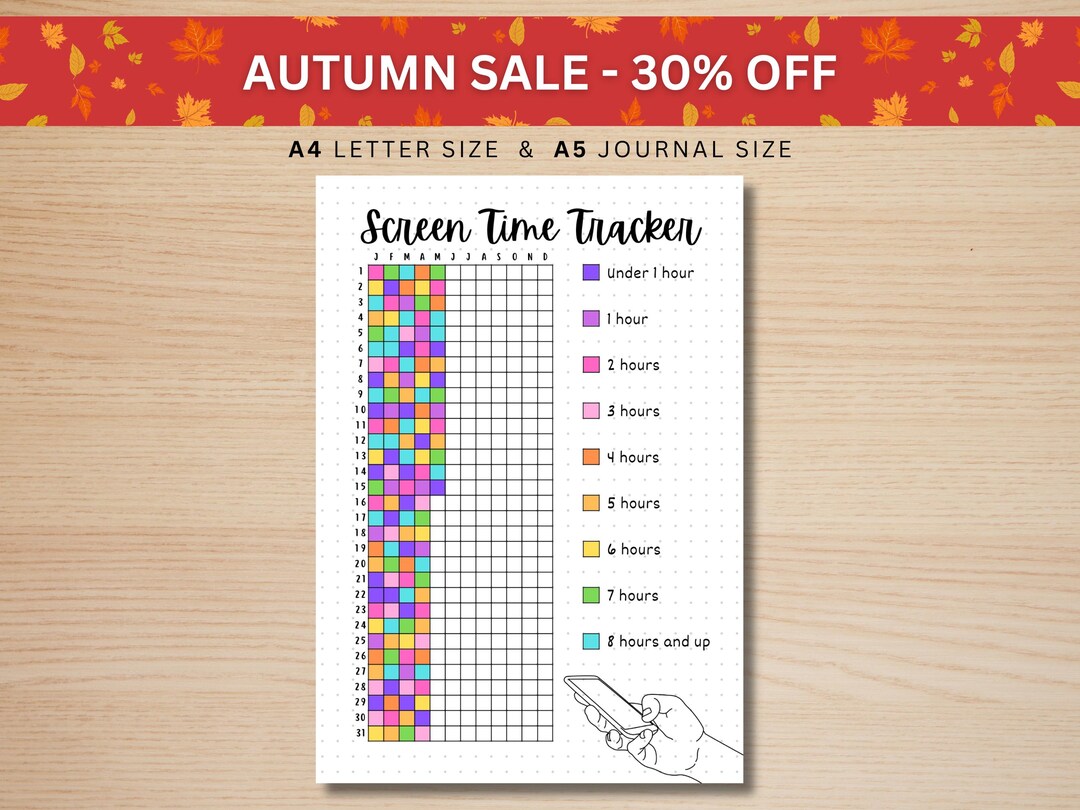 Screen Time Tracker Yearly PRINTABLE Journal Page Planner Page Yearly ...