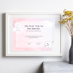 My First Dentist Certificate First Trip to the Dentist Award Milestone ...