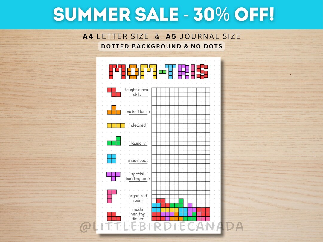 Mom-tris Tracker - PRINTABLE Journal Page - Planner Page - Monthly ...