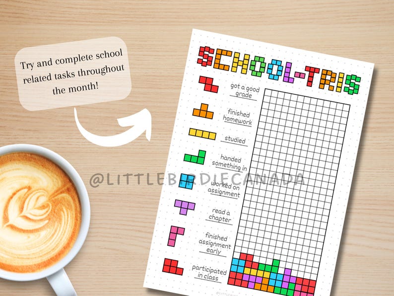 School-tris - PRINTABLE Journal Page - Monthly Tracker - Fun Habit ...