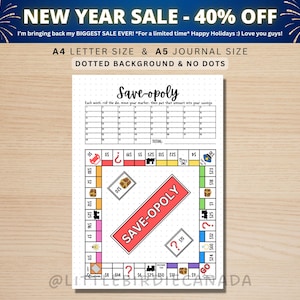 Saveopoly Savings Challenge PRINTABLE Journal Page Printable Savings Game Savings Tracker ...