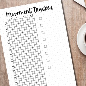 Movement Tracker Fitness Tracker PRINTABLE Journal Page Exercise ...