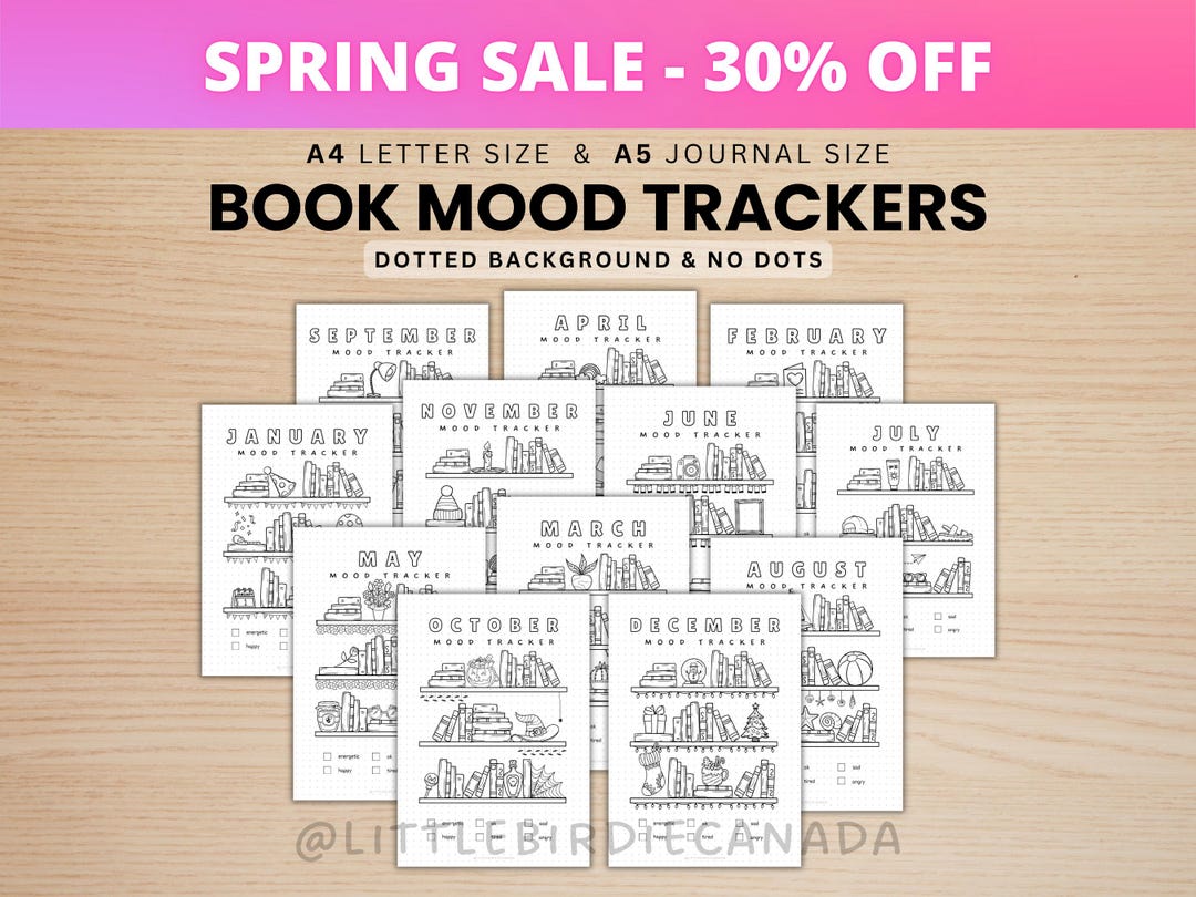 Book Mood Trackers Bundle - Reading Journal - PRINTABLE Journal Pages ...