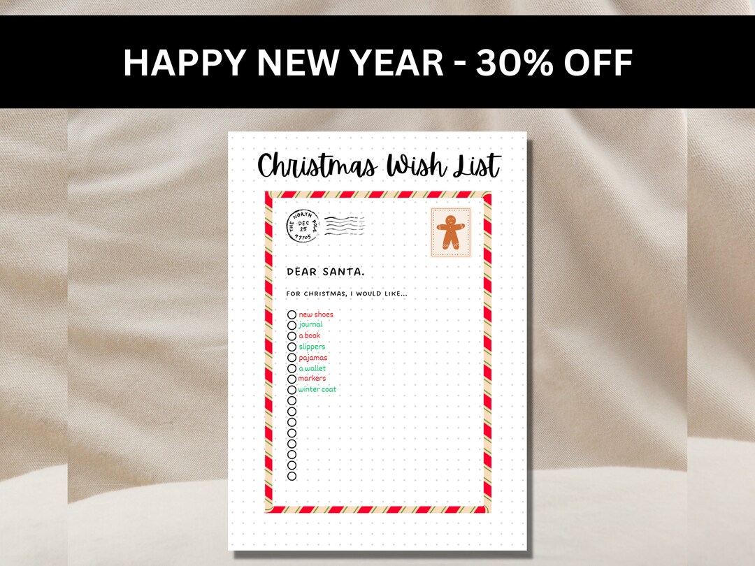 Christmas Wish List Christmas Journal Page A5 Journal Page PRINTABLE ...