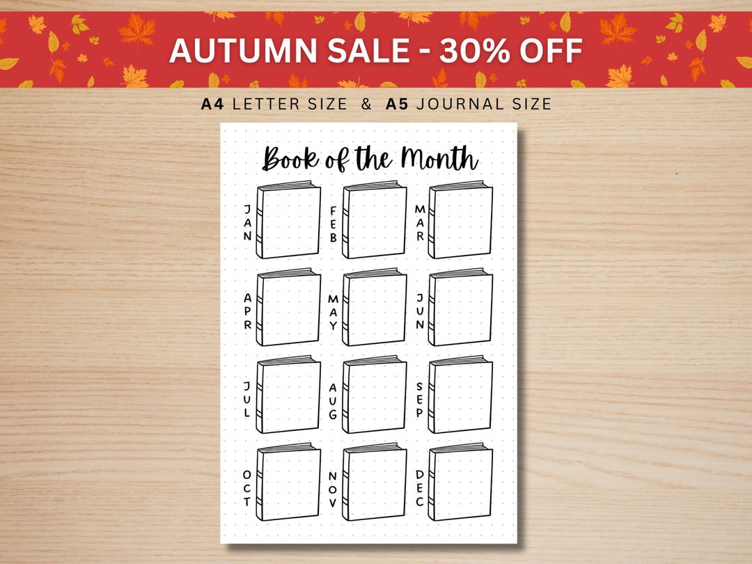 Book of the Month PRINTABLE Journal Page Planner Page Reading Journal ...