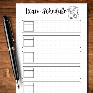 Exam Schedule - PRINTABLE Journal Page - Planner Page - Student Journal ...