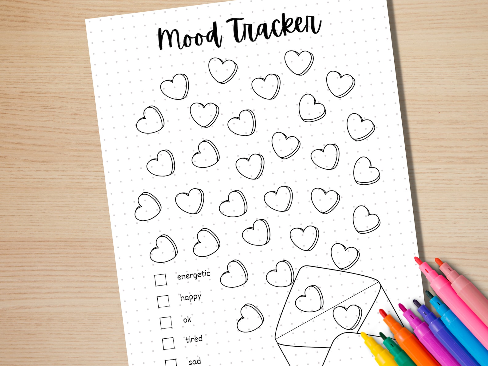 Heart Mood Tracker - PRINTABLE Journal Page - Planner Page - Feelings ...
