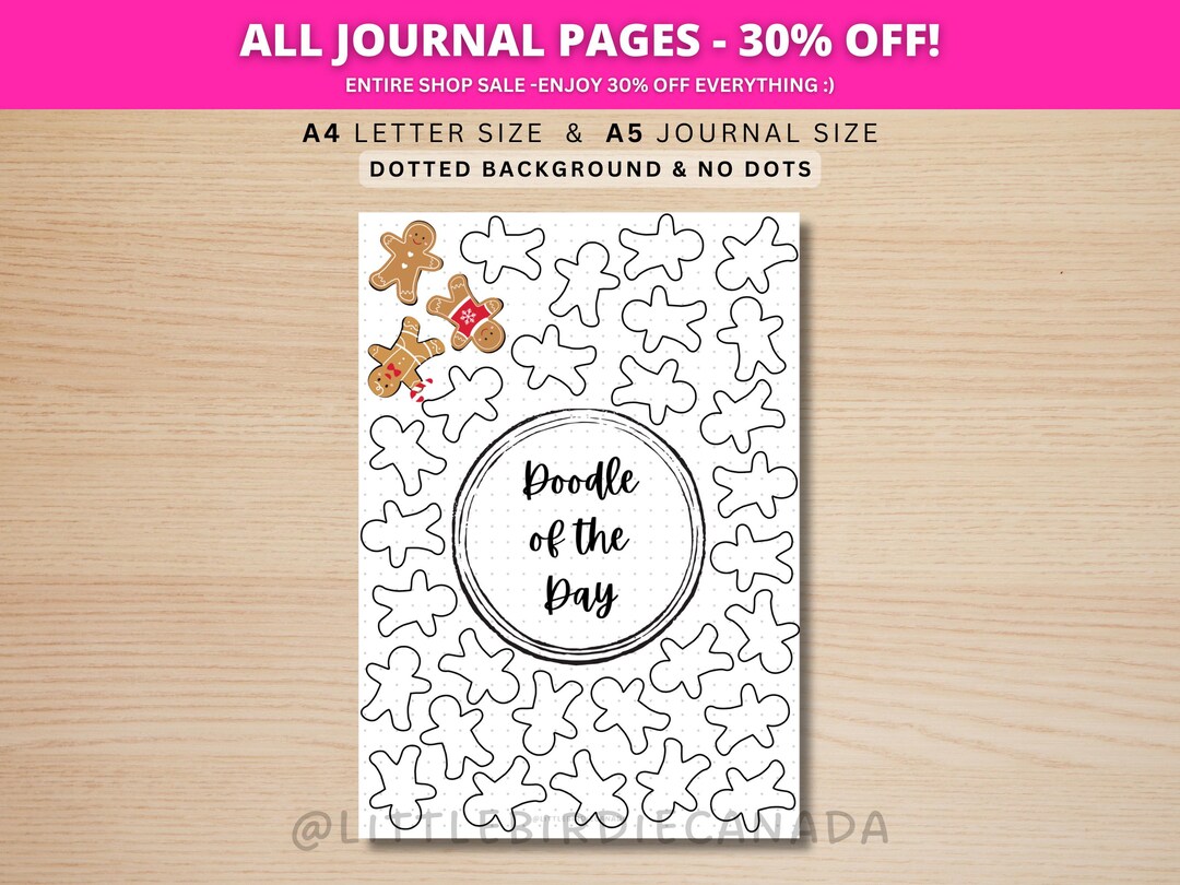 Gingerbread Doodle of the Day - PRINTABLE Journal Page - Planner Page ...