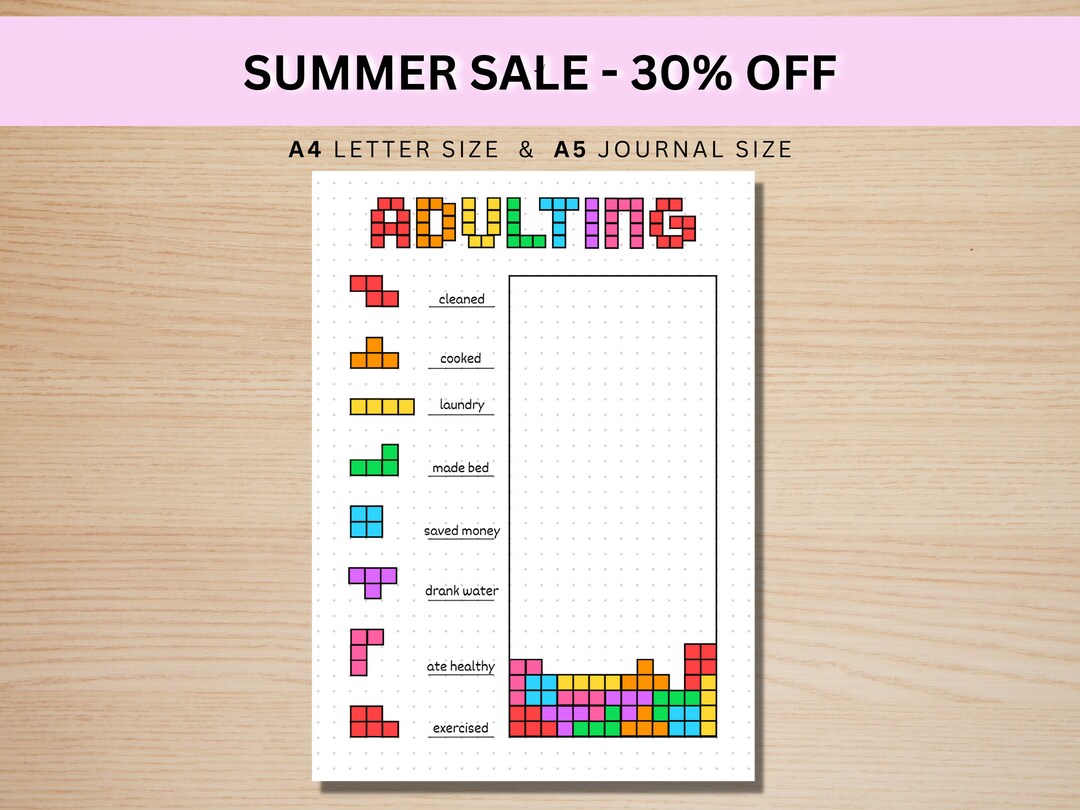 Adulting Tracker PRINTABLE Journal Page Monthly Tracker Fun Habit ...
