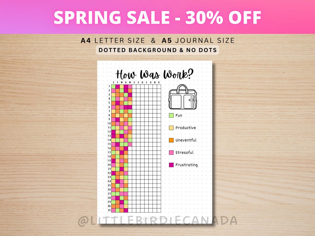 How Was Work Tracker - PRINTABLE Journal Page - Planner Page - Yearly ...