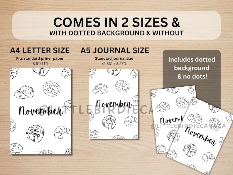 November Journal Bundle - Bakery Theme - PRINTABLE Journal Pages ...