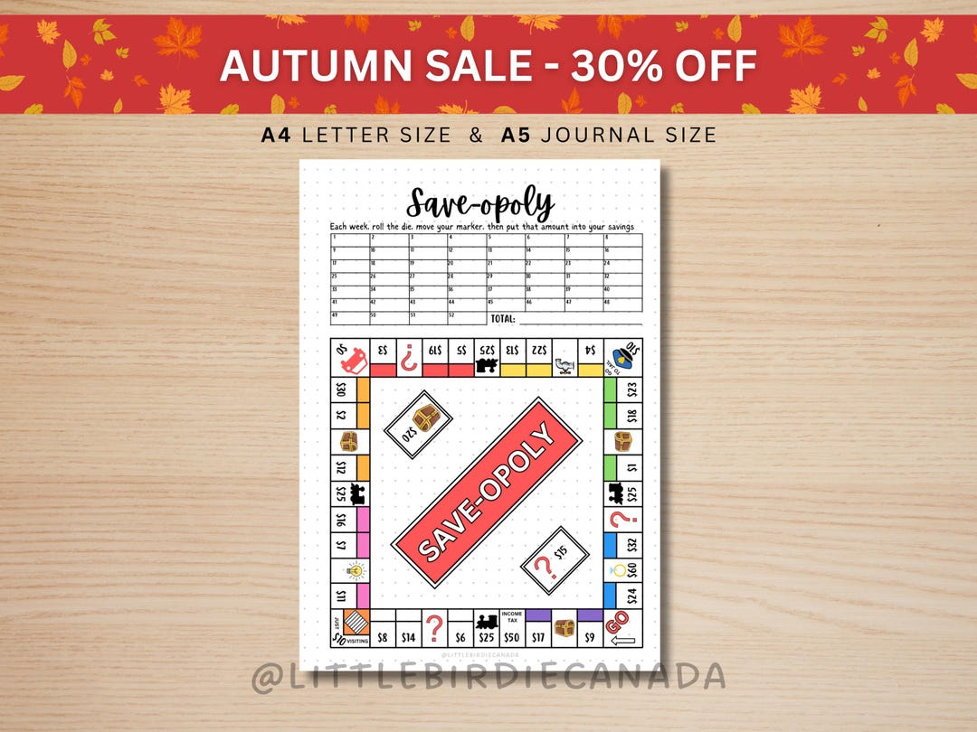 Saveopoly Savings Challenge PRINTABLE Journal Page Printable Savings ...