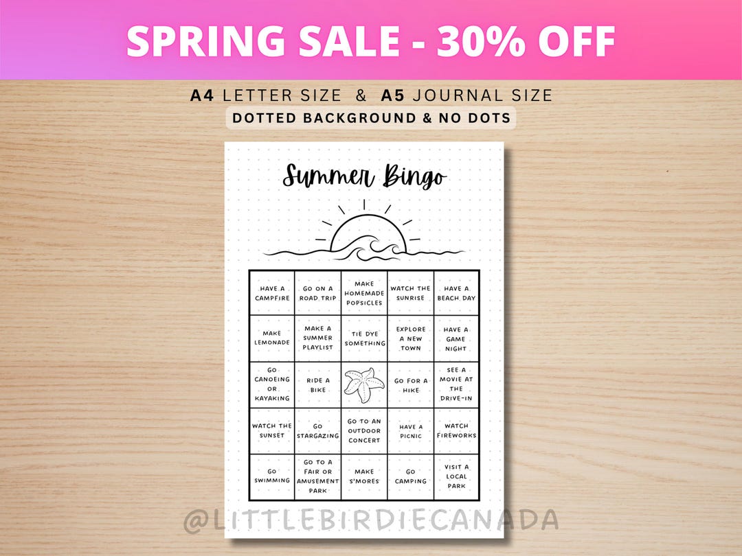 Summer Bingo Game - Summer Activities - PRINTABLE Journal Page ...