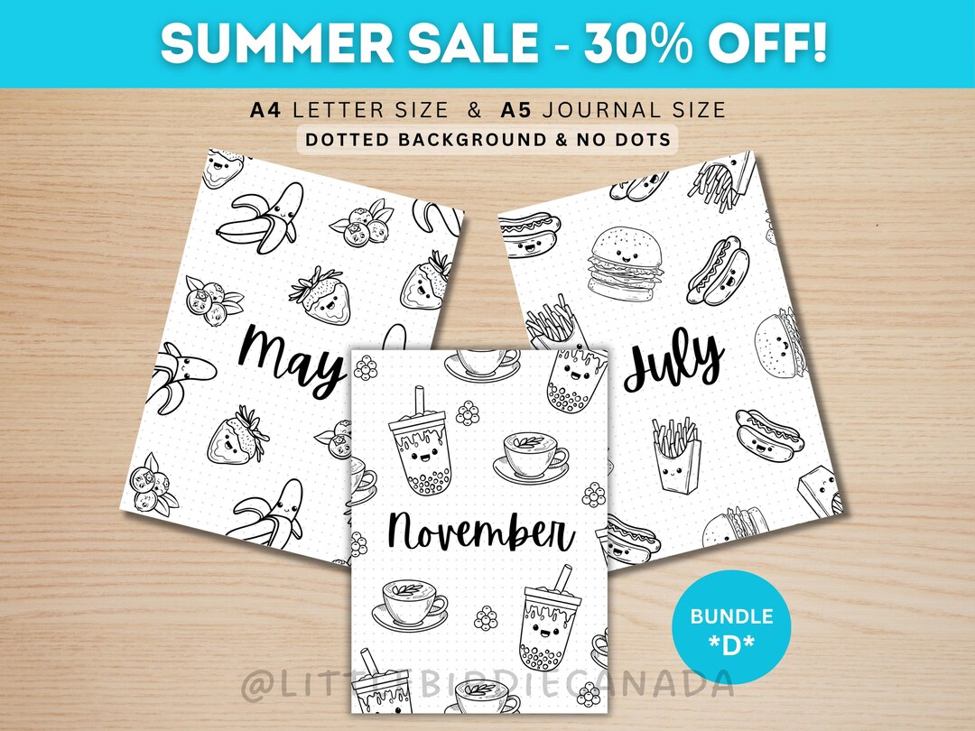 Cute Food Title Pages - BUNDLE D - PRINTABLE Journal Page - Printable ...