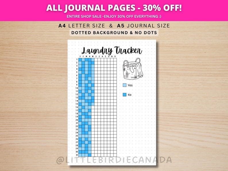 Laundry Tracker - PRINTABLE Journal Page - Planner Page - Daily Tracker ...