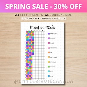 Mood in Pixels - PRINTABLE Journal Page - Planner Page - Daily Feelings Tracker - Daily Mood ...