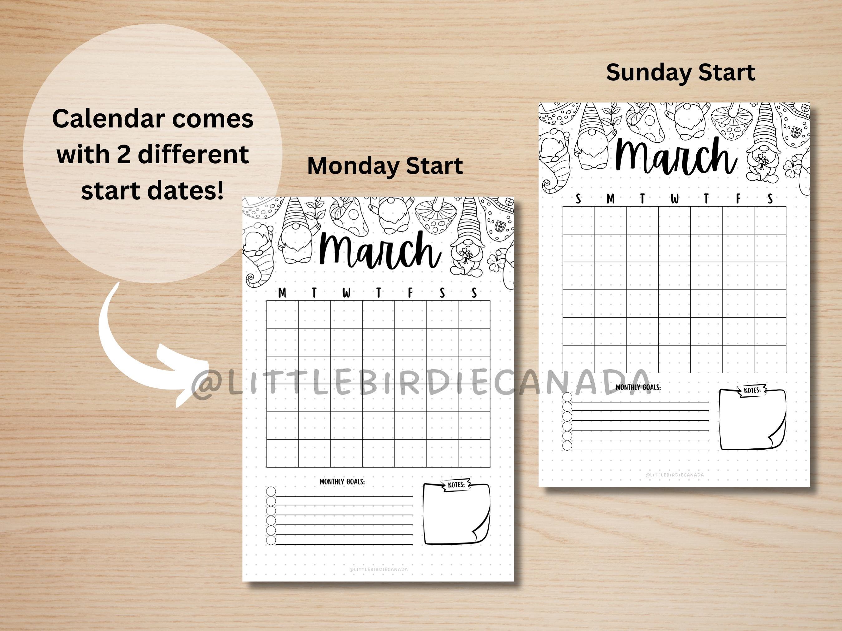 March Title Page and Calendar - PRINTABLE Calendar - Garden Gnome Theme ...