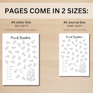 Paper Plane Mood Tracker PRINTABLE Journal Page Planner Page Feelings ...