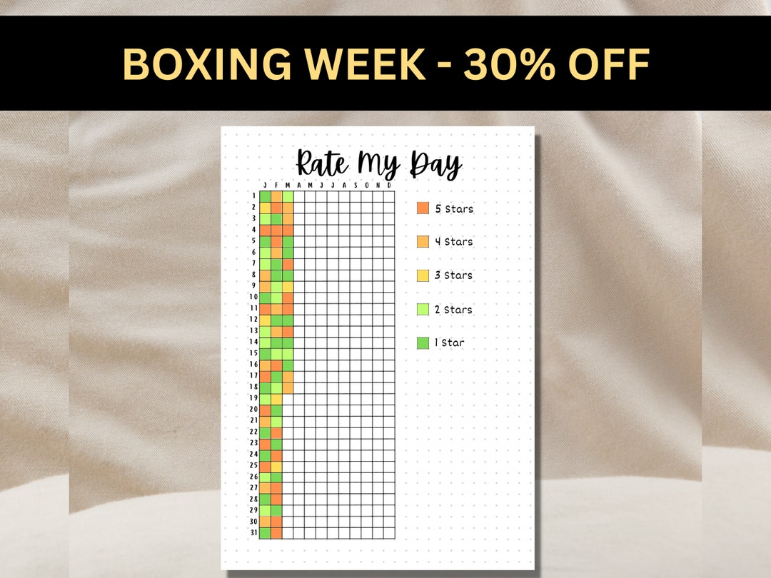 Rate My Day A5 Journal Page Printable Tracker Daily Tracker Daily Mood ...