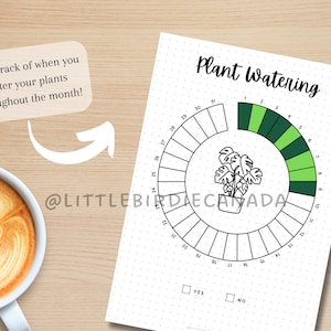 Plant Watering Tracker Monthly - PRINTABLE Journal Page - Planner Page ...