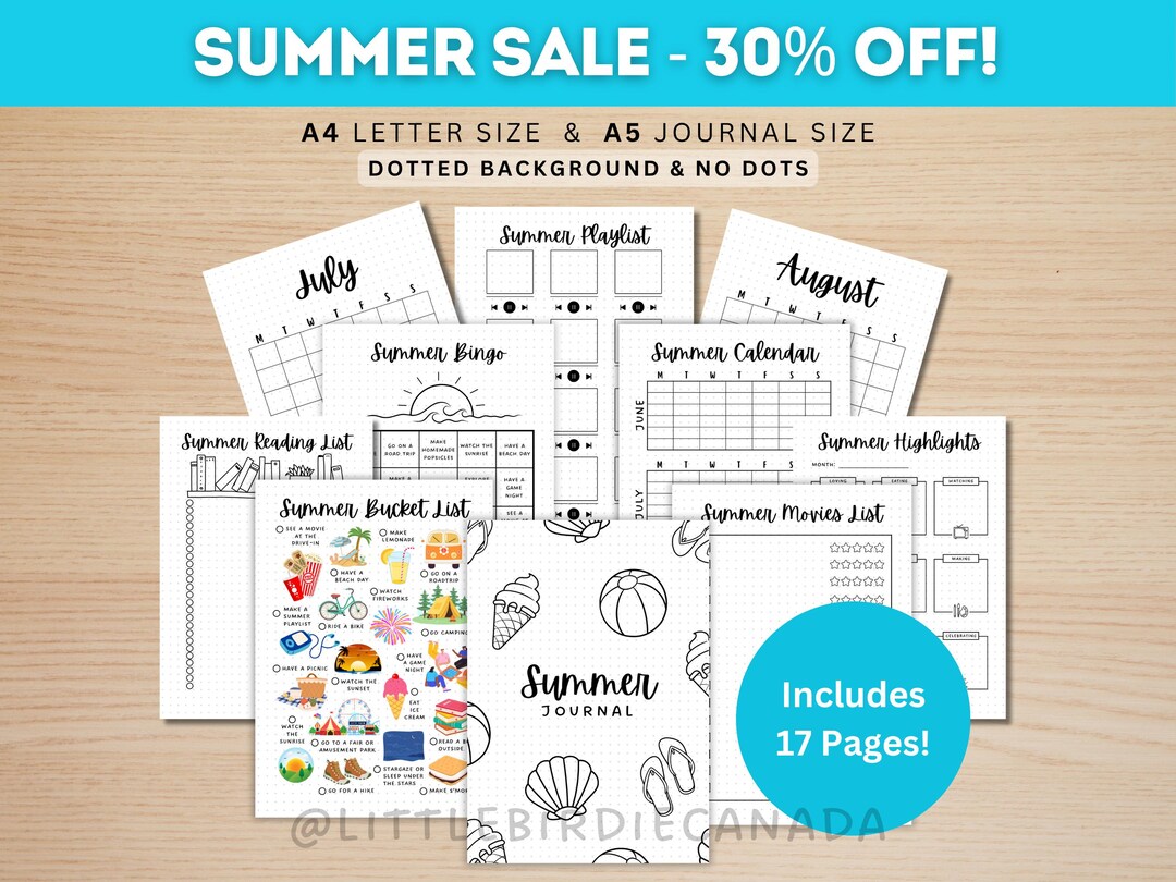 Summer Journal Bundle - PRINTABLE Summer Planner - 17 Journal Pages ...