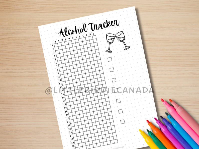 Alcohol Tracker Yearly - PRINTABLE Journal Page - Planner Page - Yearly ...